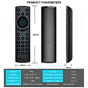 Bluetooth Voice Remote Control,USB Wireless Voice Control Sensing Backlit Air Remote Mouse with IR Learning for Nvidia Shield,PC,Projector,Smart TV,Android TV Box(G20S Pro Plus)