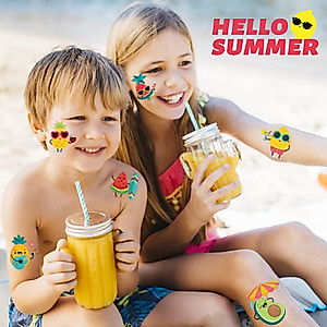 240 Pcs Summer Fruit Temporary Tattoos for Kids, Safety Waterproof Bulk Tattoos Stickers, Hawaiian Themed Tattoos Toys, Best Choice for Summer Party and Goody Bag Stuffers, 60 Different Designs