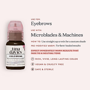 Tina Davies Professional X Perma Blend Brow Pigment - Permanent Eyebrow Makeup - Colours Heal True to Tone - High Retention - Bold Brown, 1/2oz