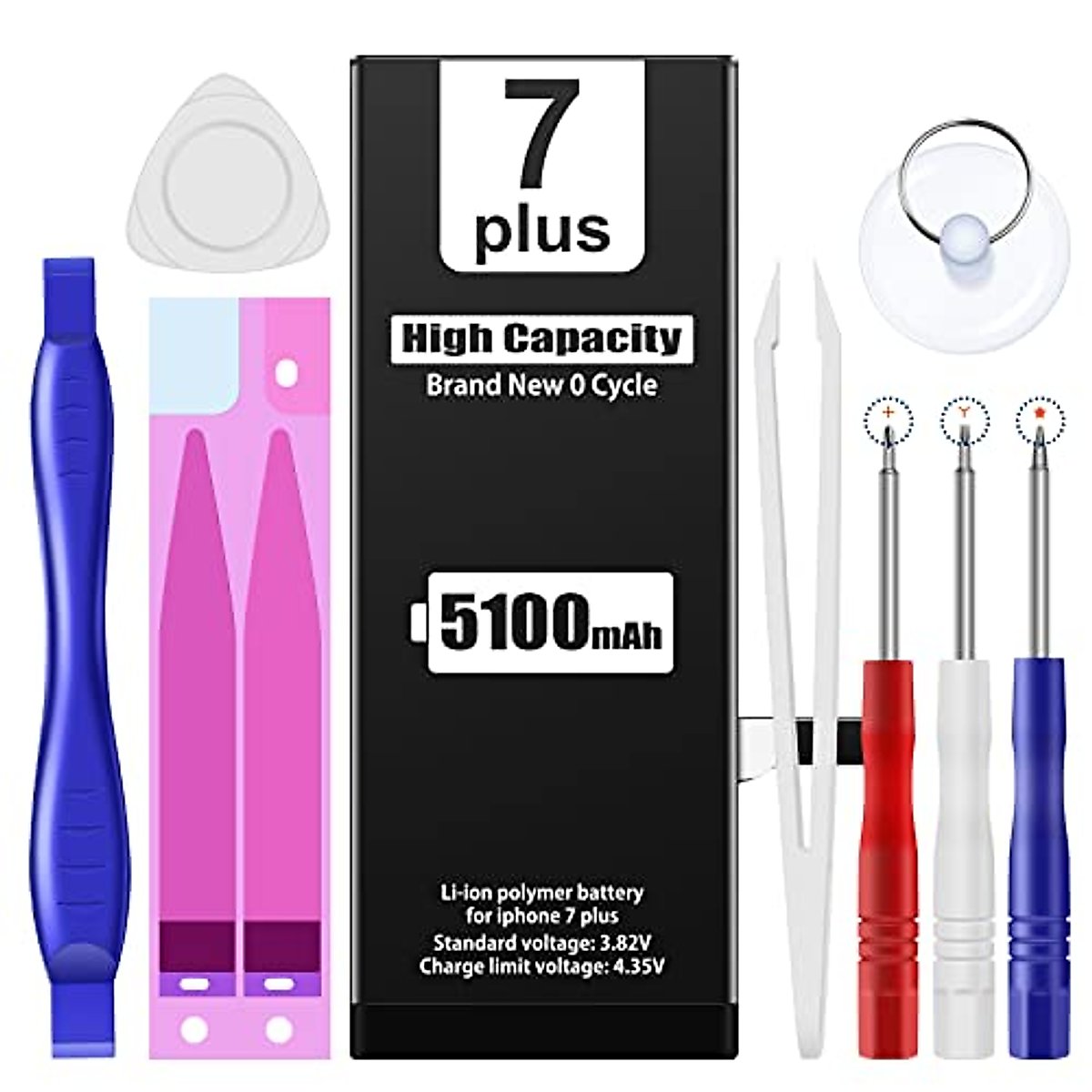 （5100mAh） Battery for iPhone 7 Plus(2022 New Version), (Model:A1661, A1784, A1785) High Capacity Than Others Replacement Battery with Complete Repair Tool Kit and Instructions .b