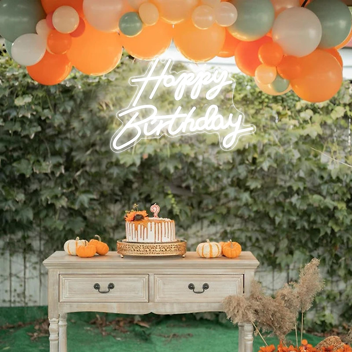 DAKABUKA LED Neon Happy Birthday Sign Night Light Party Decorations White USB Operated Decorative for Backdrop Party Bedroom Wall Décor 5v