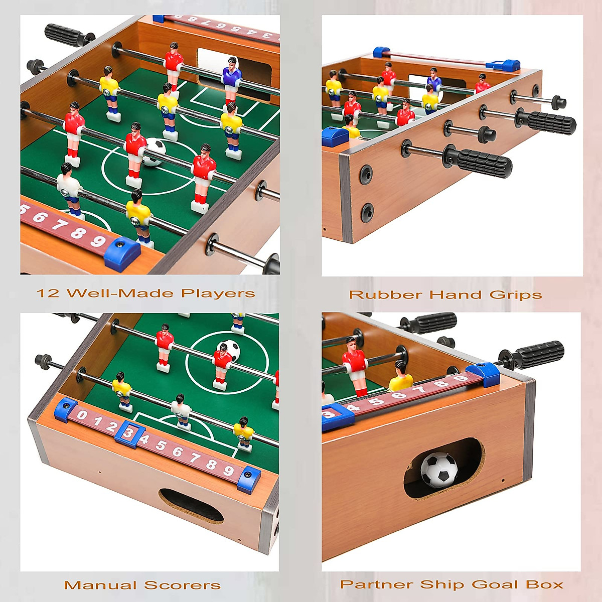 Shevshavan 14(inch) Small Foosball Table for Little Kids Table Top Wooden Hockey Game Tabletop Soccer/Foosball Game Mini Foosball Table Football Table Birthday Gift(14 inch)