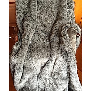 Luxury Fake Fox Fur Throw Blanket Fox Faux Fur Throw Blanket Gray 79"x90" Queen Size Fake Fur Throw Blanket