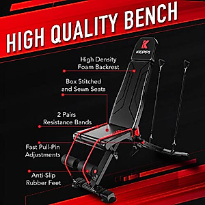 Keppi Adjustable Weight Bench,Foldable Workout Bench Press for Full Body Strength Training, Incline Decline Bench with Fast Folding - 2023 Version