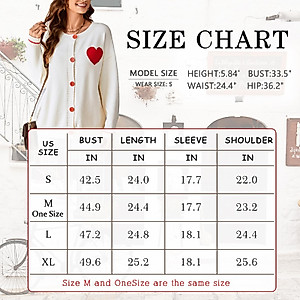 FindThy Women's Cute Cardigan Sweater Kawaii Love Heart Print Y2K Button Knitted Outerwear(0335-Beige-OneSize-LB)