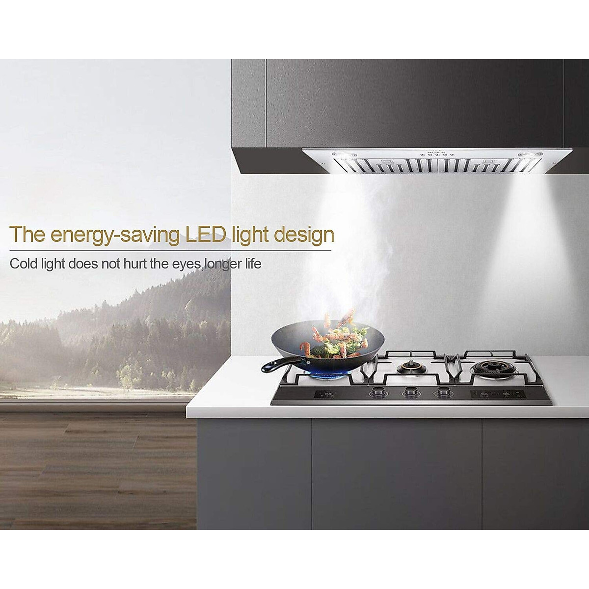 MCBON Range Hood Insert 36 inch, 600 CFM Vent Hood Insert, Ultra-quiet Range Hood Insert, Built-in Kitchen Hood, Insert Range Hood, Stainless Steel range hood, IE71-36