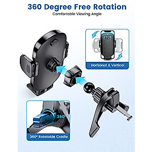 eSamcore Vent Car Phone Holder, 3-Point Support Car Phone Mount with Extended Clamp Cradles Stable Cell Phone Holder for Car Truck Vehicle Air Vent on Dashboard for iPhone Samsung Galaxy Note