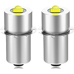 JESLED Upgrade LED Flashlight Bulb, 12V 18V DC3.5-24V, 3W PR2 P13.5S Maglite LED Conversion Kit for Ryobi Milwaukee Craftsman Lamp, 6000K Bright White Maglight Bulbs Replacement 2 Pack