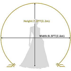 Asee'm 8.5FT Gold Large Wedding Arch Round Backdrop Stand Circle Metal Floral Balloon Frame for Party Anniversary Birthday Graduation Valentine Ceremony Decorations