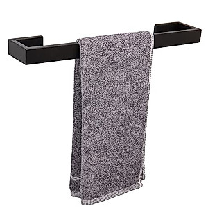 TocTen Bath Towel Rack - Square Base Thicken SUS304 Stainless Steel Towel Bar for Bathroom, Bathroom Bar Accessories Towel Rod Heavy Duty Wall Mounted Towel Holder (Matte Black, 16 Inch)