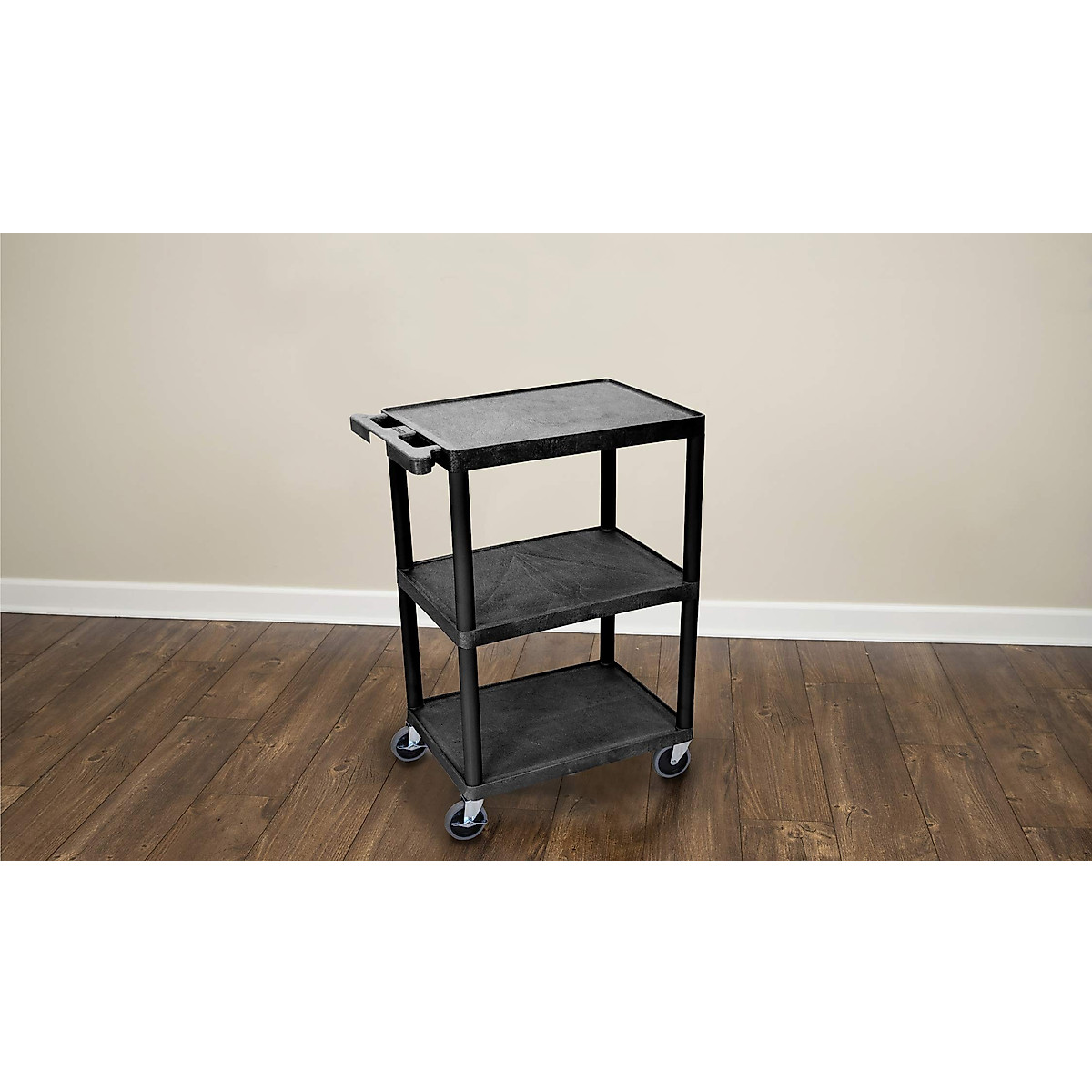 LUXOR STC222-B 3-Shelf Utility Cart, Black