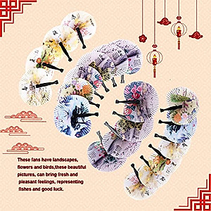 20 Pieces of Chinese Handheld Folding Paper Fan Asian Decor for Party Decoration Home Decoration,Wedding Birthday Party, Children's Gifts