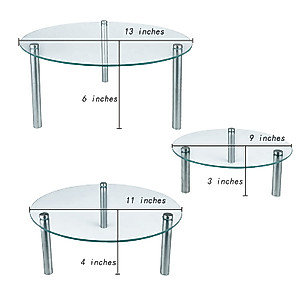 FESTLOVE 3 Pcs Round Tempered Glass Cake Stands Set 8 10 13 Inch Cupcake Display Stand Plate for Dessert Table Serving Platter