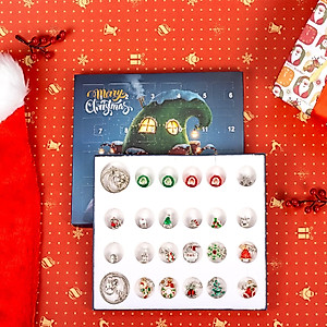 Christmas Advent Calendar Bracelets 2024 for Girls 24 Days Xmas Countdown Calendar DIY Jewelry Making Kit Gift 22 Charm Beads 2 Bracelets for Kids Teens Women