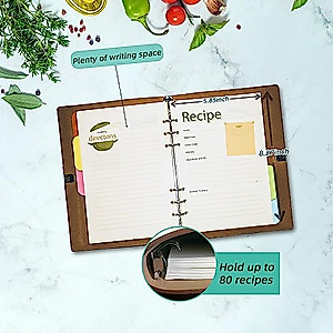 Personalized Blank Recipe Book Binder, Custom Leather Family Cookbook Journal, Recipe Sketchbook to Write in, Laser Engraved, Handcrafted Gift for Valentines, Christmas, Birthday, Husband, Mom, Dad