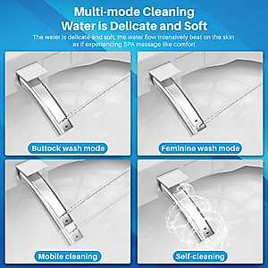 Smart Bidet Toilet with Unlimited Heated Water/Adjustable Washing Settings/Air Dryer/LED-light, One Piece Bidet-Toilet with Remote Control/Auto Open&Close Cover