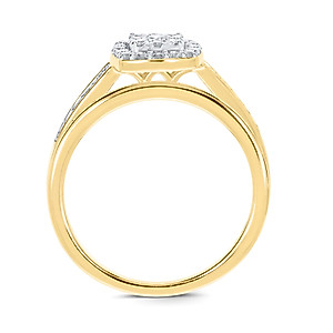 Wholesale Diamonds 10K Yellow Gold .50 Carat Real Diamond Engagement Ring Wedding Band Bridal Set Fine Diamond Jewelry (.50 Carat, H-I Color, I1-SI2 Clarity), Size 7