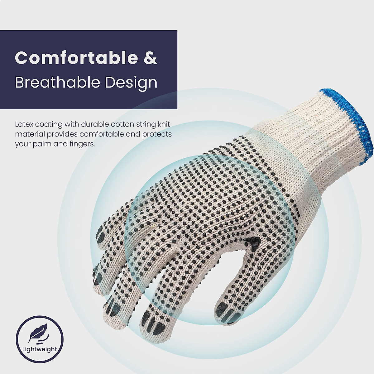 FMP Brands 24 Pairs Safety Cotton Work Gloves with Grip Double Sided Dot Machine Knit Gloves