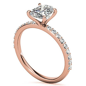 10K Solid Rose Gold Handmade Engagement Ring 3 CT Oval Cut Moissanite Diamond Solitaire Wedding/Bridal Ring for Womens/Her Propose Ring Set (5)