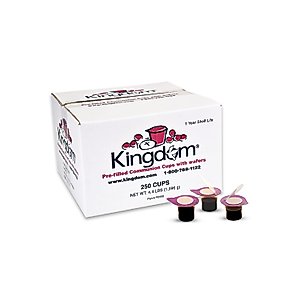 Kingdom Prefilled Communion Cup with Wafers(250ct red juice) Sealed in a Single-Serving Container with One-Year Shelf Life, Perfect for Holy Eucharist Celebration in Hospitals, Summer Camps, and More!
