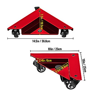 BestEquip Safe Dolly 3 Wheel (1 Locking & 2 Swivel), Corner Mover 1380 Lbs Load Capacity, Cabinet Movers Set of 4 with Fixed Rope, for Lifting and Moving Furniture, Pool Table, Low Profile Safe,Red