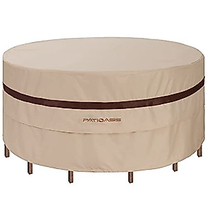Patio Round Table Chairs Cover 90''Dia Waterproof Dustproof Round Table Covers for Outdoor Furniture Anti-Fading Heavy Duty Patio Furniture Covers
