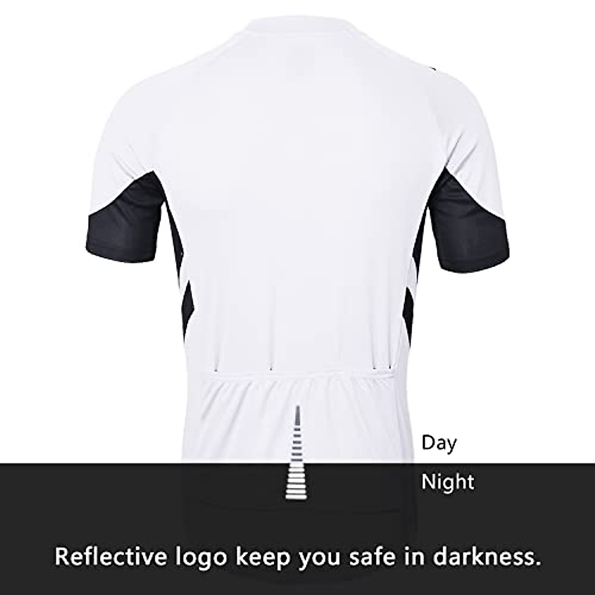ARSUXEO Men's Short Sleeves Cycling Jersey Bicycle MTB Bike Shirt 636 White Size L