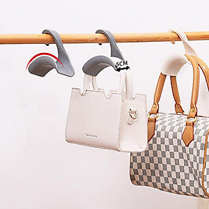 [6-Pack] Widen Purse Hanger Hook for Closet,Bag Hanger and Closet Hanger for Storing and Organizing Handbag ,Cap, Headphone, Backpack,Bag, Protecting Bag Shape & Organizing Space, Plastic White