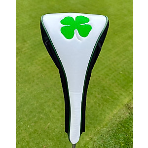 JP Lann Golf’s Lucky Irish Four Leaf Clover Celtic Shamrock Headcover for Drivers – Easy on-off Magnetic Closure - Premium Leather – Fits 460cc Drivers