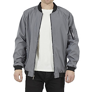 WULFUL Mens Casual Lightweight Jacket Softshell Flight Bomber Jacket Varsity Windbreaker