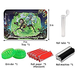 GLESOS Small Roll Paper Trays, Premium Mini Metal Tray 7"x 5" with Multiple Tools Starter kit (Colorful Series 002)