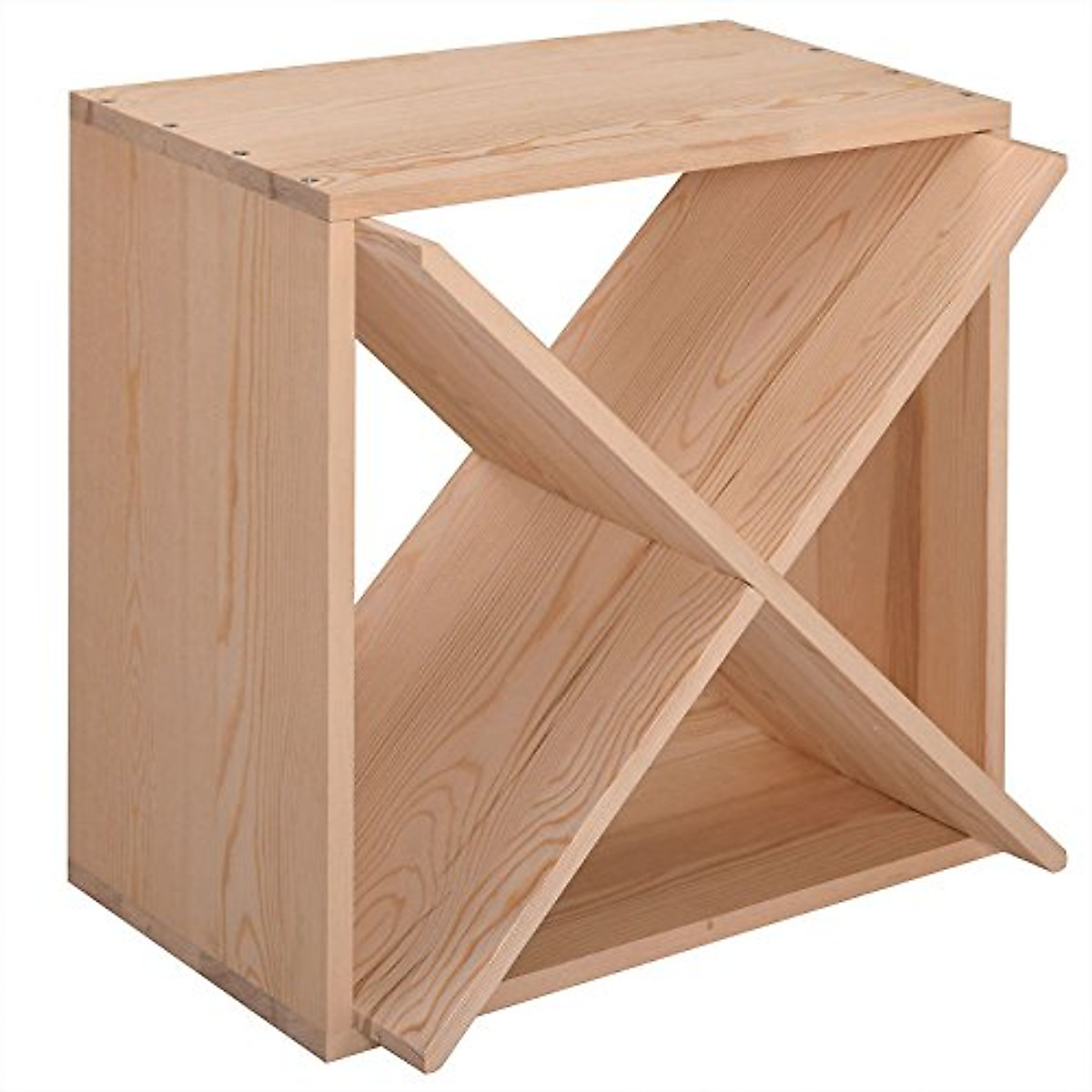 24 Bottles Holder Wine Rack Solid Wood Stackable Storage Cube Tabletop Champagne