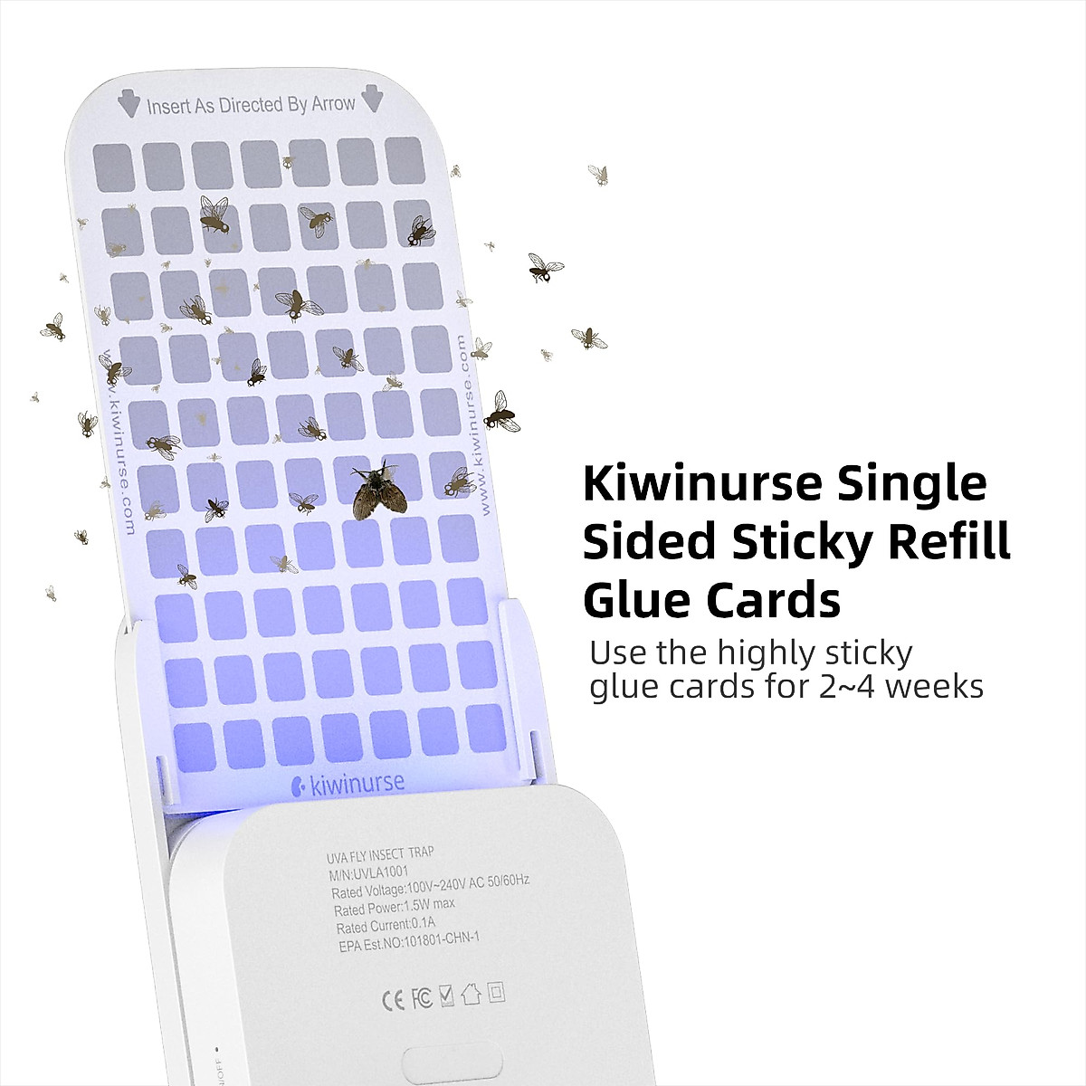 Kiwinurse Indoor Fly Trap Refill Glue Cards for UVLA1001 Indoor Fly Insect Trap - 10Pack, Single Sided Sticky