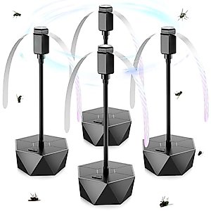PIMAG Fly Fans for Tables, Fly Repellent Fan Outdoor Indoor Keep Flies Away, Fly Repellent Fans for Tables with Holographic Blades for Picnic, Party, Restaurant, Kitchen, and BBQ, 4 Pack Black