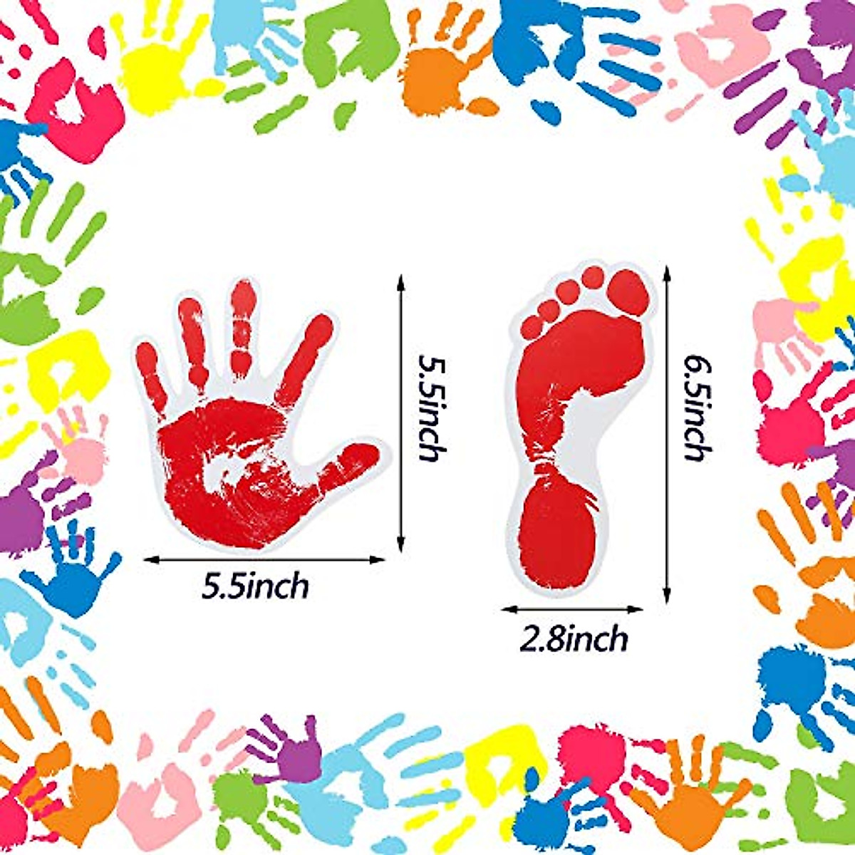 72 Pieces Hands and Feet Cutouts Colorful Handprint Cutouts Footprint Accents Bulletin Board Cutouts Wall Decoration for School Playroom Baby Nursery Kids Bedroom or Art Studio