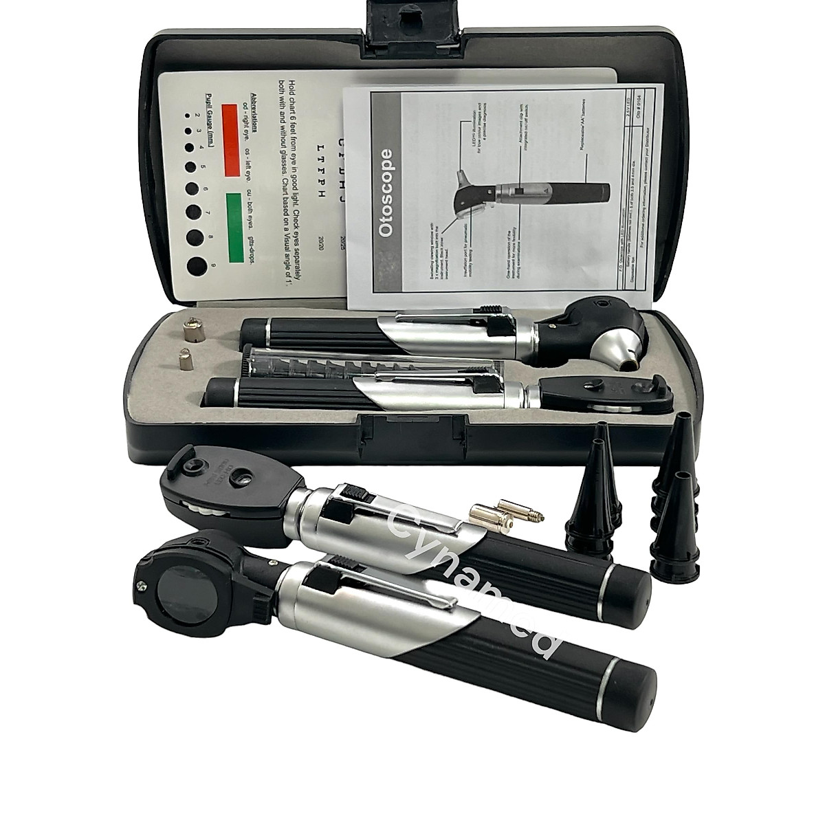 Cynamed - Diagnostix Bright White Led Otoscope Set with Accessories-Multi-Function Otoscope Student Set-Hard Case