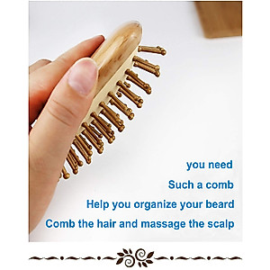 Pig Bristle Round Brush - Anti-Static Wood Pins, Compact Travel-Friendly Design for All Hair Types