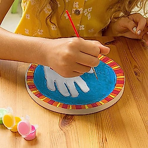 Creative Roots Handprint Stepping Stone, Includes 7-Inch Ceramic Stepping Stone & 6 Vibrant Paints, Garden Stepping Stone Kit, Paint Your Own Stepping Stone, DIY Stepping Stone for Kids Ages 8+ Red