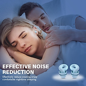Ear Plugs for Sleeping Noise Cancelling & Reduction Silicone, Reusable Sleeping Earplugs,Hearing Protection Earplugs Sound Blocking for Concerts,Motorcycle,Work (Blue)