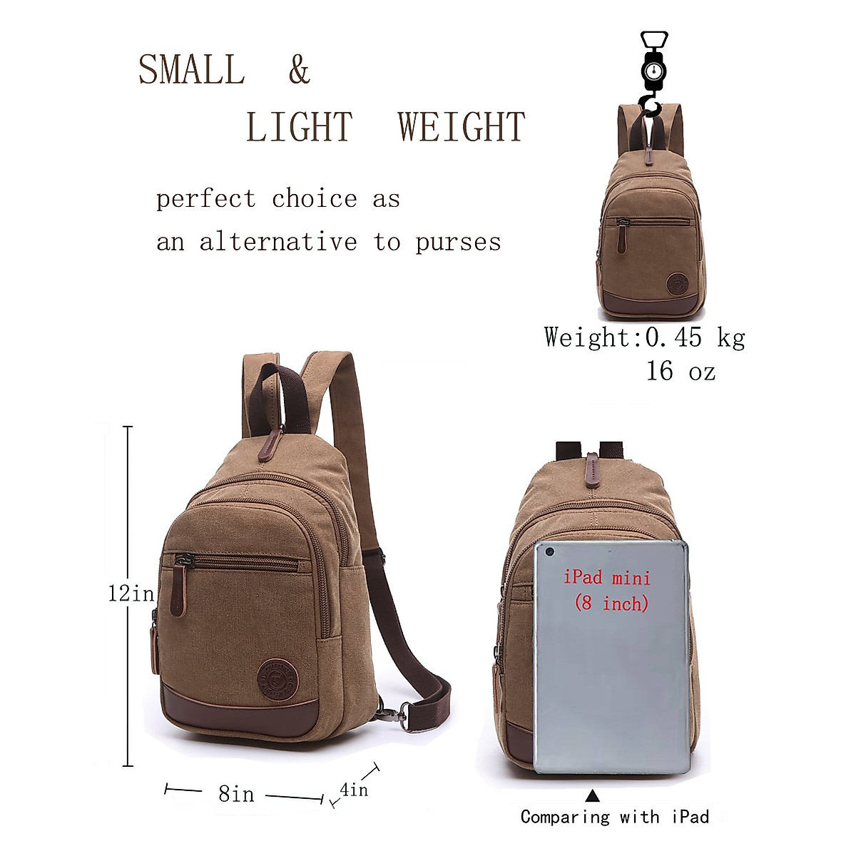 UISKOOPW Sling Bag Small Crossbody Backpack Casual Daypack for Women Men