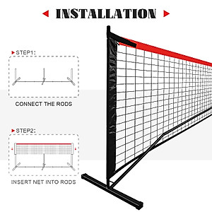 Wakefa Portable Pickleball Net System,22 FT Weather Resistant Pickleball Net USAPA Regulation Size with 4 Paddles, 2 Outdoor Pickle Balls, 2 Indoor Pickleballs and Carry Bag