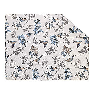 Brandream 3PC Birds Bedding Blanket Pillow Shams Set of 2 Standard Size Plus Cotton Quilted Blanket