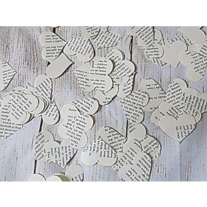 Book Page Heart Confetti 2 Inch Shapes Classic Novel 200 Piece Party Decorations Literary Theme Wedding Decor
