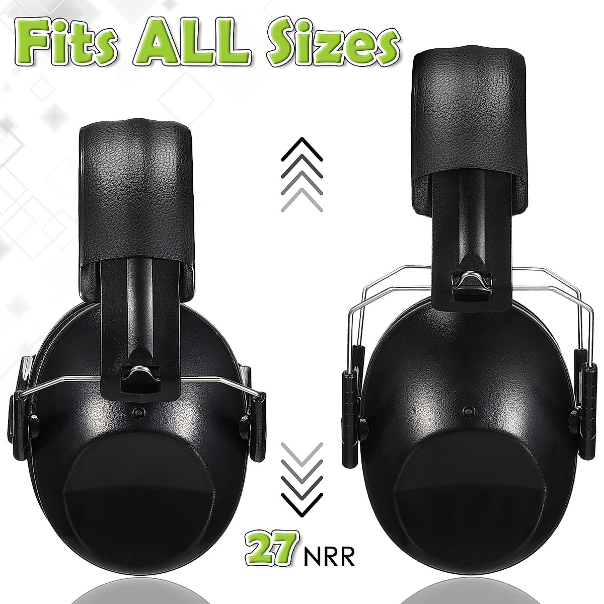 4 Pcs Kids Ear Protection Earmuffs Hearing Adjustable for Noise Reduction for Toddlers 27NRR Noise Cancelling Earmuffs (Black)