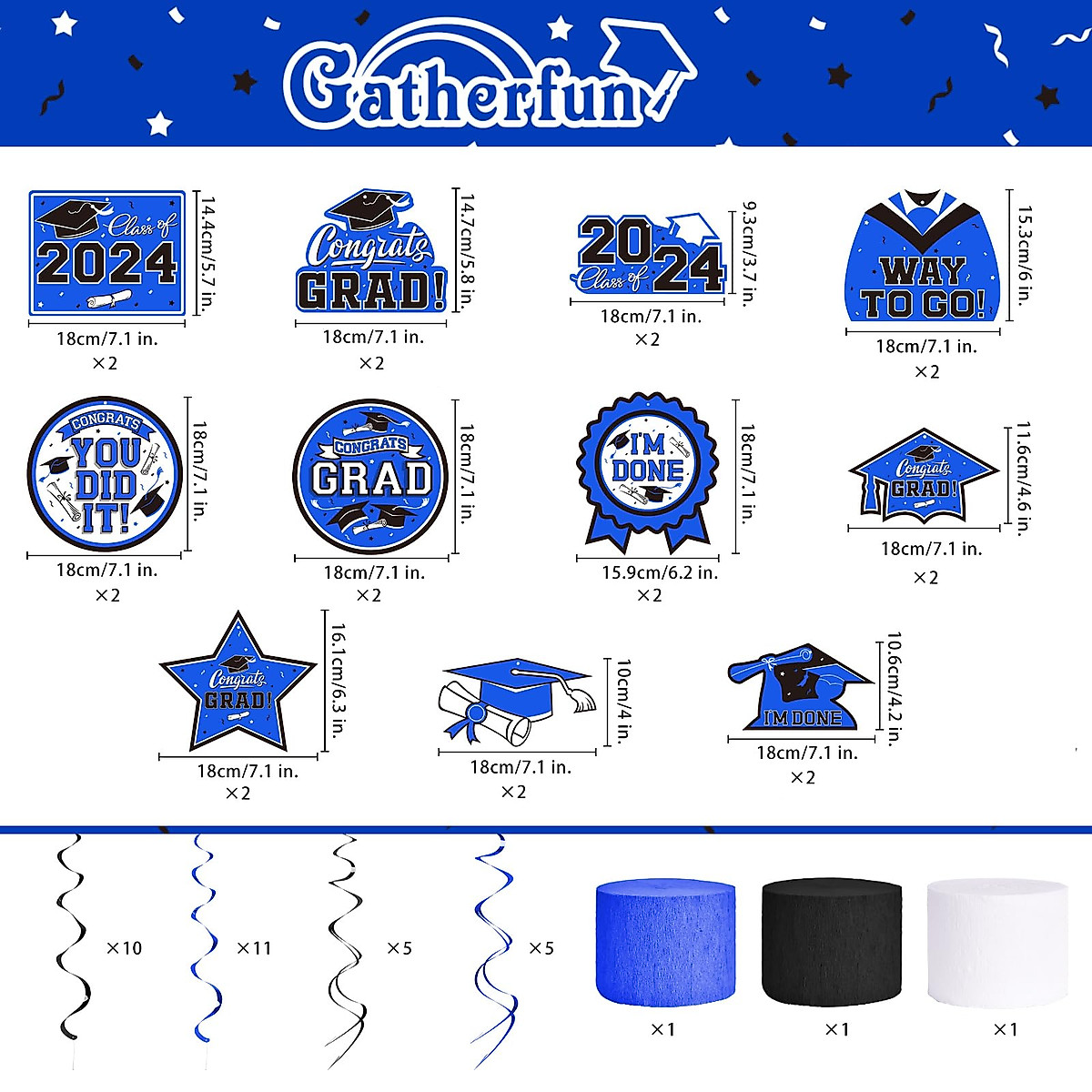 Blue Themed 2025 Graduation Decorations Set - Congrats Grad Banner, Class of 2025 Backdrop, Balloons & Streamers Kit - Complete Party Supplies for High School & College Celebrations