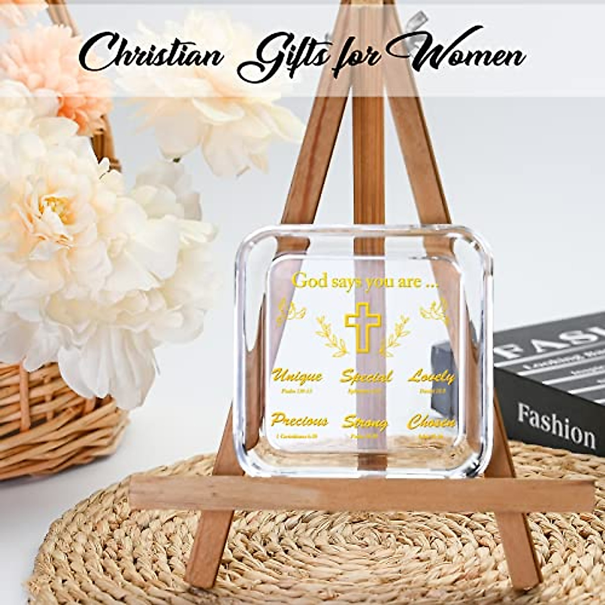 ERWEI Ring Dish with Bible Verse Prayers Christian Gifts for Women Inspirational Gifts for Her Crystal Jewelry Tray God Says You Are Trinket Dish Religious Gifts for Mother Sister Friends