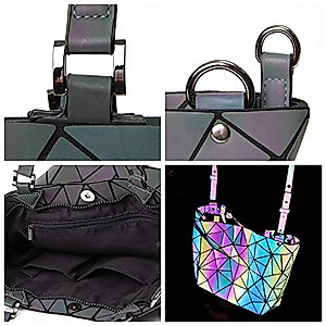 Geometric Bag Reflective Purse Holographic Handbag Geometric Shoulder Bag Women Flash Tote Bag Luminous Crossbody Bag