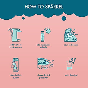 Spärkel Beverage System | Cherry Red Sparkling Water Maker | No CO2 Tank Needed | Carbonated Water Machine that Uses Fresh, Natural Ingredients | Soda Streaming Machine | 5 Unique Carbonation Levels