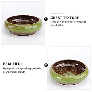 1PC Retro Large Round Succulent Planter Pots Hydroponic Ceramic Vessel with Hole Bonsai Planter Bowl Plant Container