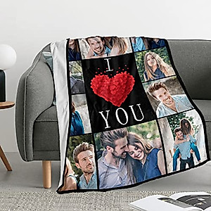 Youltar I Love You Gifts-Personalized Photos Blanket for Girlfriend/Boyfriend Anniversary Custom Gifts for Couples, Valentines Christmas Customized Gifts